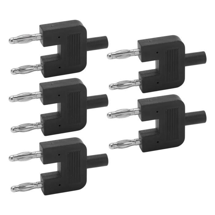 RHO-Fiche banane double (le Noir)5 Pièces Double Fiche Banane 2 Voies ...