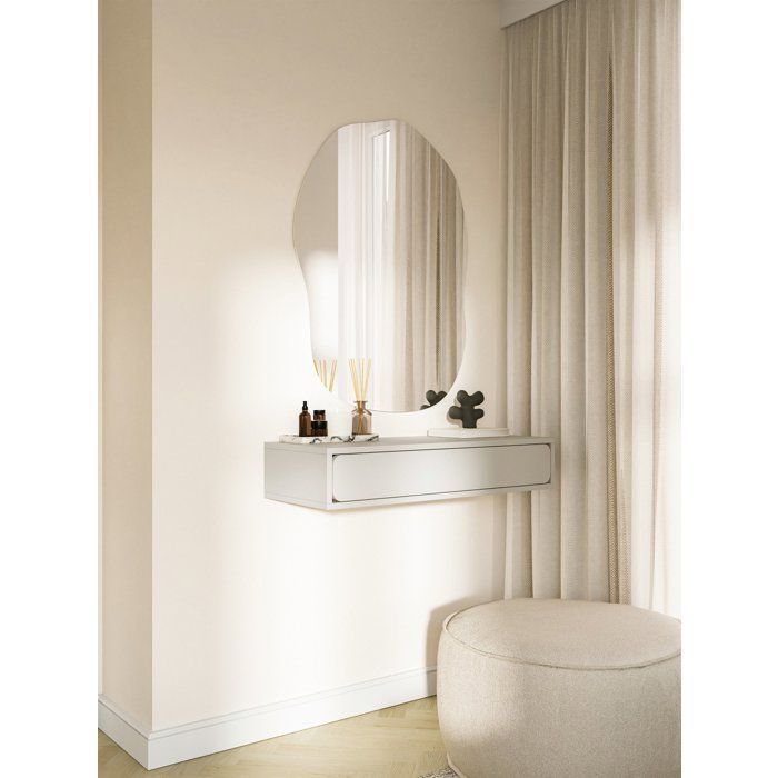 Table console - WUWU - 90 cm - suspendu avec tiroir - grège - Cdiscount ...
