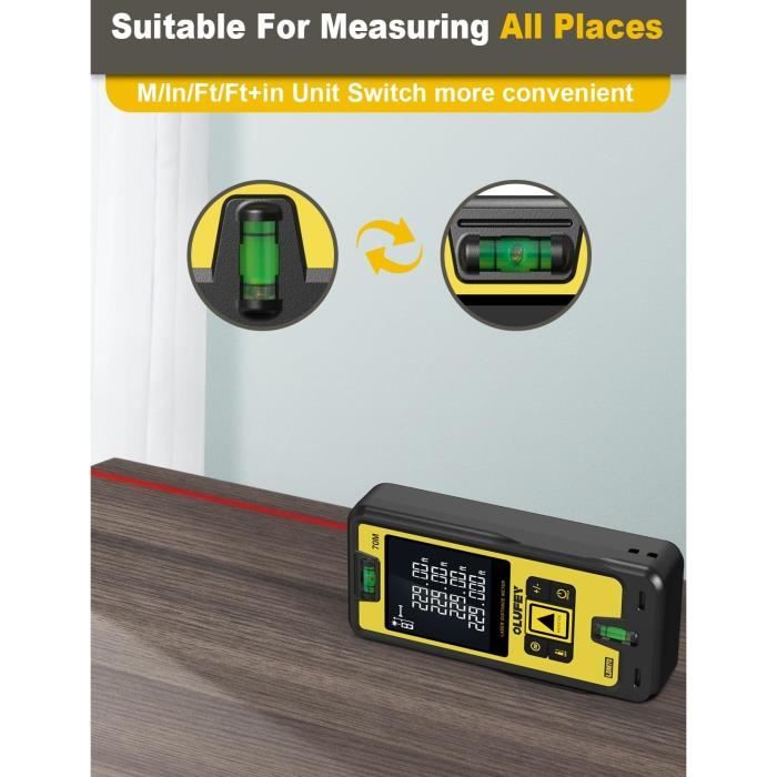 Télémètre Laser, Mètre Laser Numerique avec Rétroéclairage LCD Mesure ... Télémètre Laser, Mètre Laser Numerique avec Rétroéclairage LCD Mesure ...