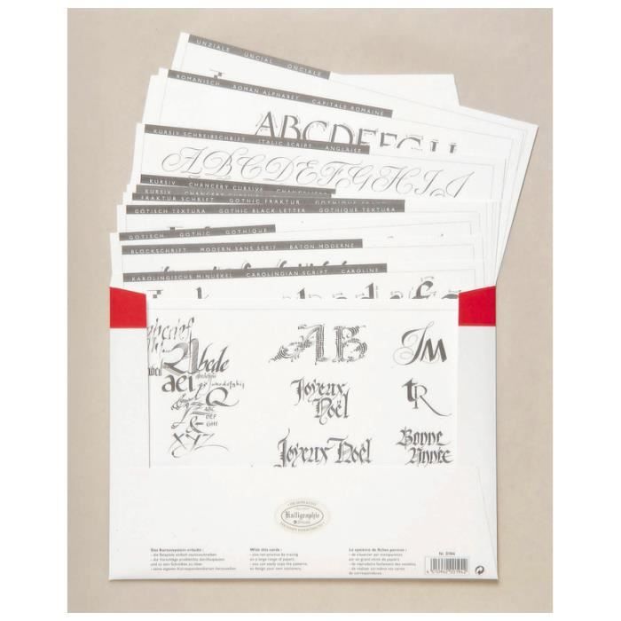 Feuilles d'apprentissage - 12 fiches - Calligraphie - 9 alphabets ...