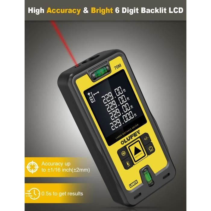 Télémètre Laser, Mètre Laser Numerique avec Rétroéclairage LCD Mesure ... Télémètre Laser, Mètre Laser Numerique avec Rétroéclairage LCD Mesure ...