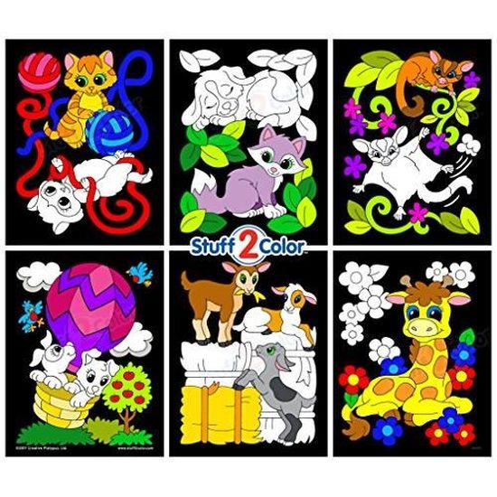 Stuff2Color Baby Animals - Pack of 6 Fuzzy Velvet Coloring Posters ...