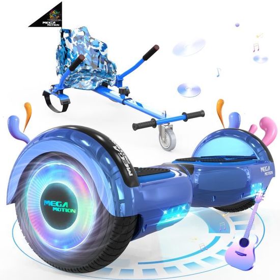 MEGA MOTION Pack Hoverboard Bleu et Kart Bleu, Hoverboard à 2 roues ...