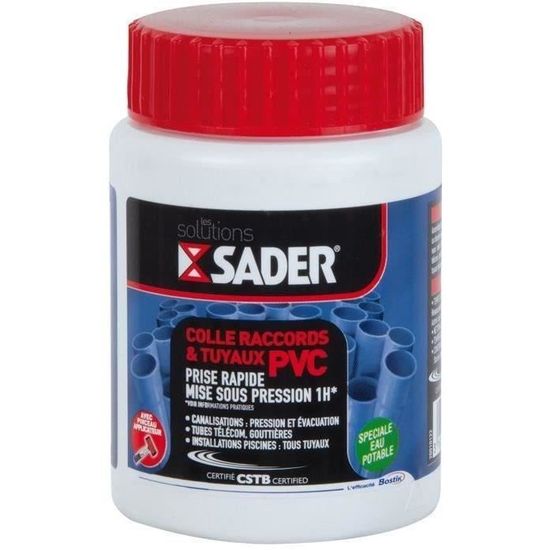Colle PVC rigide - SADER - 250 ml - Prise immédiate - Soudure à froid ...
