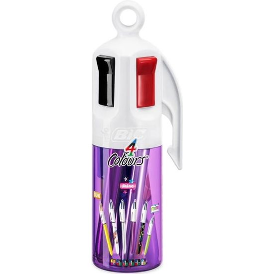 BIC 4 Couleurs Stylos-Bille Rétractables - Pot à Stylos Violet de 6 ...
