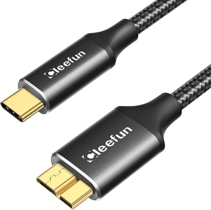 Noir Cable USB C vers Micro B 2m, USB 3.1 10 Gbit/s Micro B vers USB C ...