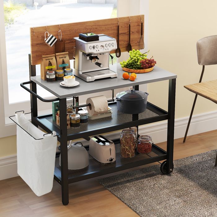 GOPLUS Chariot de Barbecue/Bar Roulant avec Plateau Rabattable - 3 ...