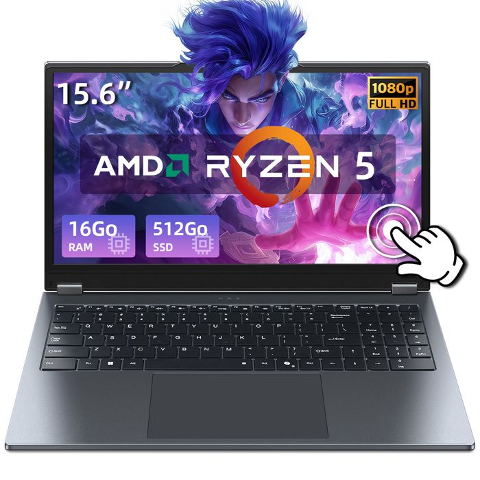 PC Portable - Écran Tactile 360° Rotation - AMD Ryzen 5 7430U (6C/12T ...