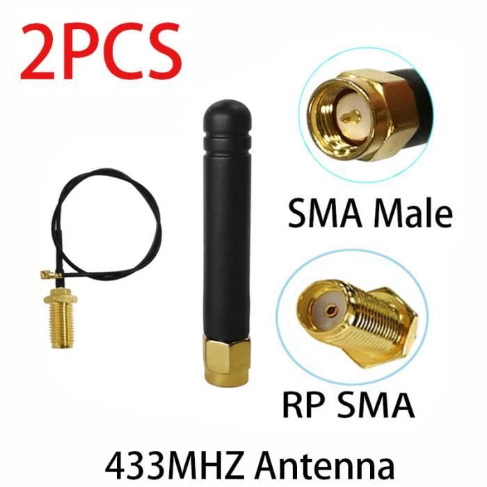 2 PIÈCES MC-Antenne Lorawan 433Mhz 3dbi 101433 IOT Connecteur RP-SMA Antenne Lora en caoutchouc ...