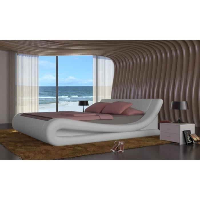 LIT COMPLET - MEUBLE ET SOMMIER ET MATELAS--Lit avec matelas Blanc ...