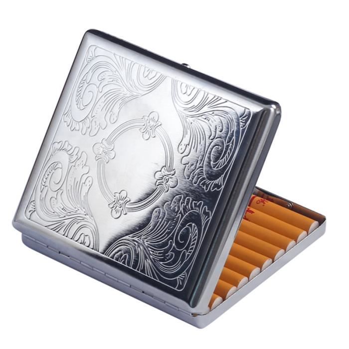Boîte à Cigarettes en Métal Argenté, pour Cigarette de 20 pièces, 8.5 ...