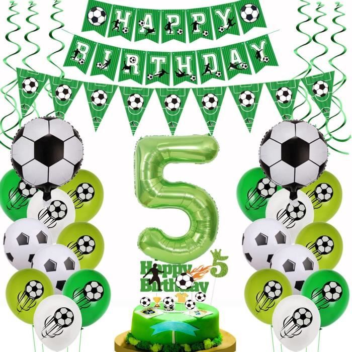 Ballon De Foot 5 Ans Anniversaire Vert Football 5 Décoration ...
