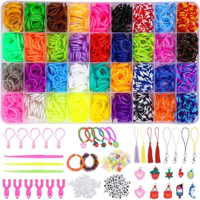 2900+ Bracelet Elastique Kit 36 Grilles Bricolage Élastique Loom Bands Kit Elastiques Loom ...