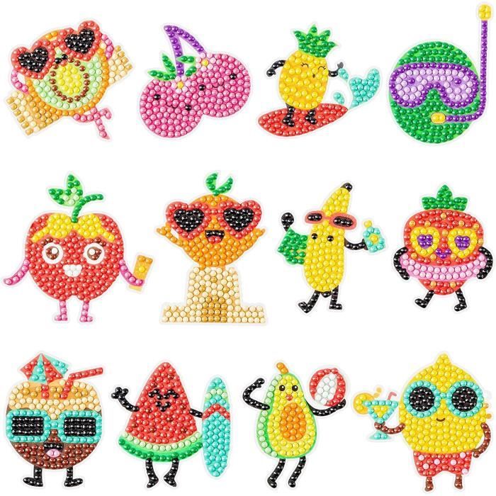 Lot de 12 diamants 5D Fruits d'été pour enfants et adultes, océan ...