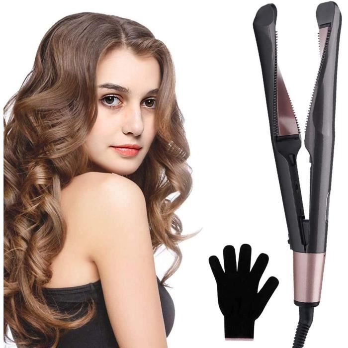 Fer à lisser, Fer à lisser et bigoudi 2 en 1, Cheveux frisés ...