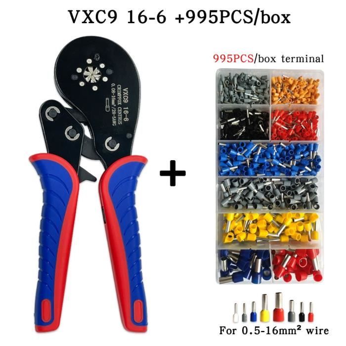 Pince outil,Pince à sertir virole professionnelle, 0.08 – 16 mm², Kit d'outils de sertissage ...