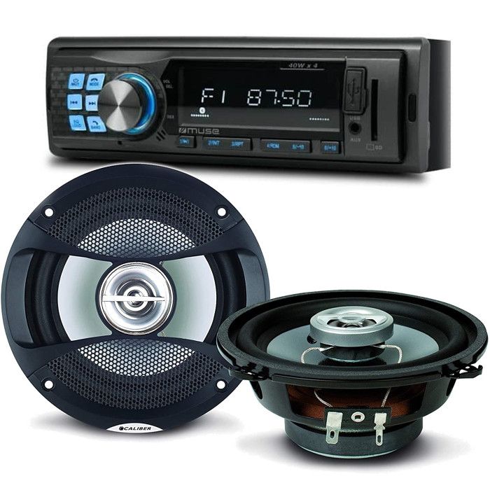 Pack sono voiture Autoradio Muse M-195 BT 160 Watts + 2 hauts parleurs ...