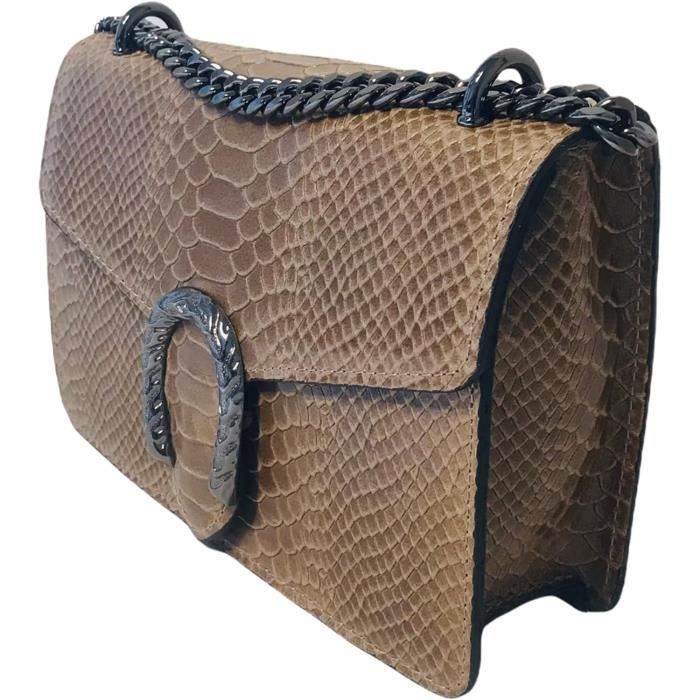 Sac À Main Femmes Cuir Véritable Façon Python Boucle Fer À Cheval ...