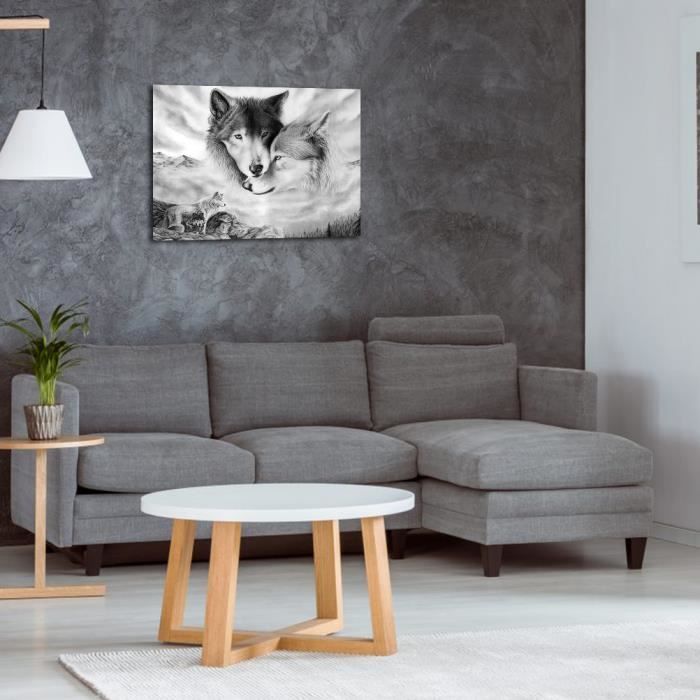 Peinture sur toile de loup cadre cadre Animal Loup Toile Peinture ...