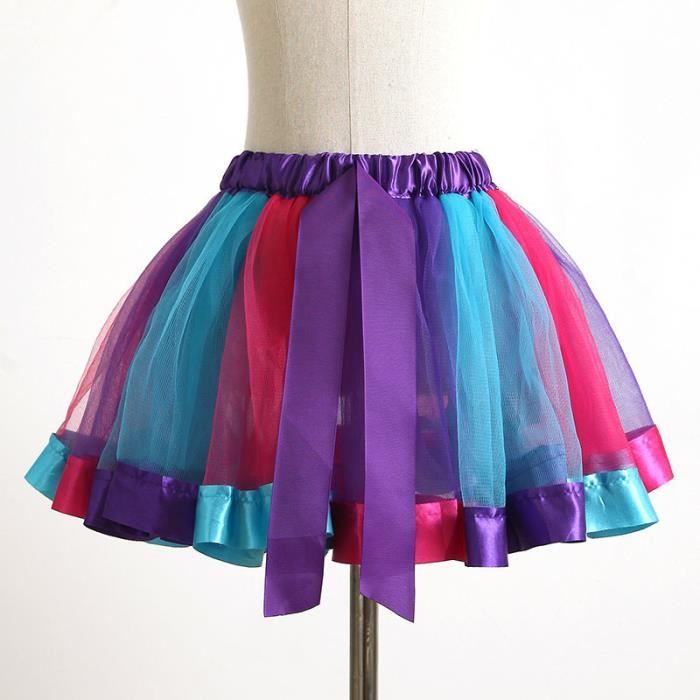 Mini jupe tutu colorée en tulle arc-en-ciel pour petite fille de 12 ...
