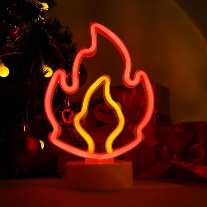 Flamme Néon Enseignes Au Néon À Del Feu Néons Alimenté Par Batterie-Usb ...