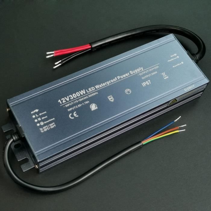 Transformateur 220V 12V 300W, Transformateur Led Étanche Ip67, Alimentation 12V Convient Aux ...
