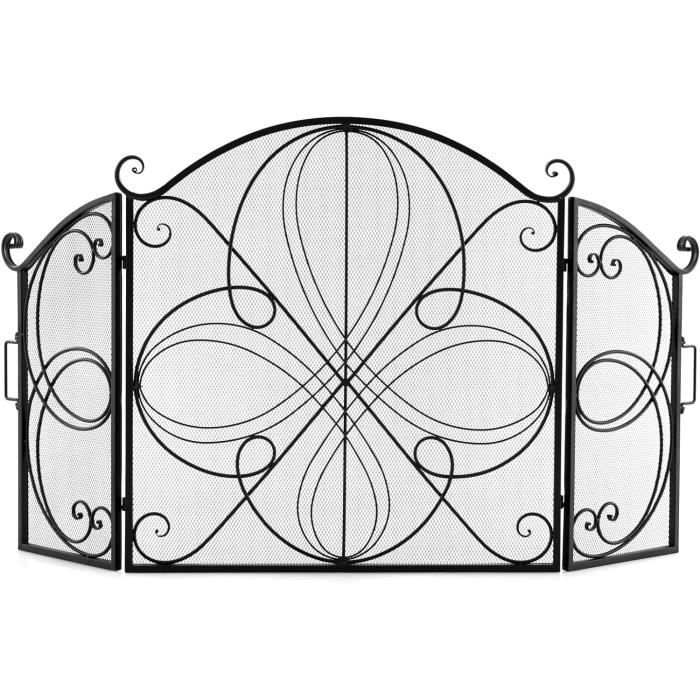 LIFEZEAL Pare-feu Cheminée, 3 Panneaux Pliables, Grille de Protection ...