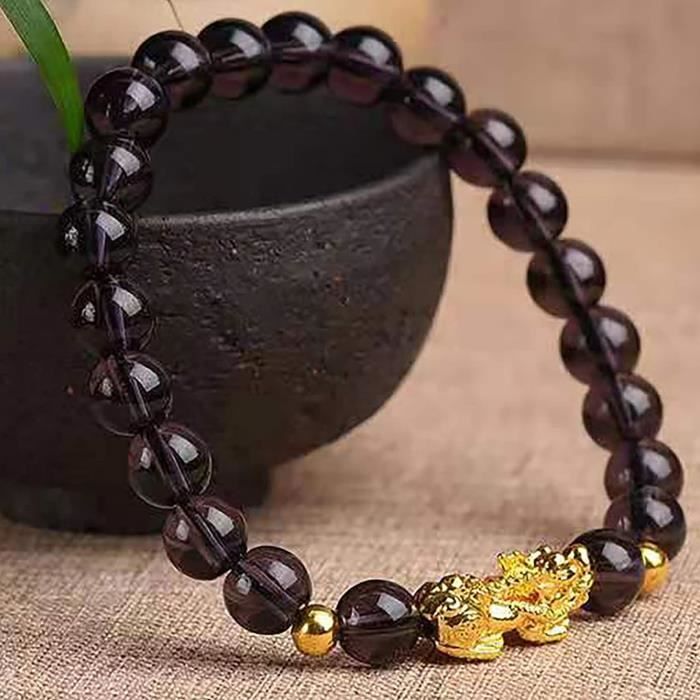 Feng Shui Golden Pixiu-Piyao Obsidian Wealth Bracelet Authentique Gem ...
