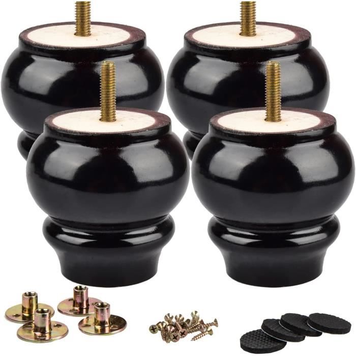 3 Inch Pieds De Meuble Bois, 4 Pièces Pieds De Table En Bois Naturel ...
