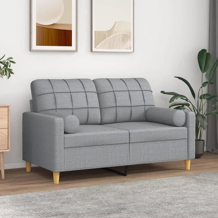 Divan - Sofa Moderne Canapé 2 places - avec oreillers gris clair 120 cm ...