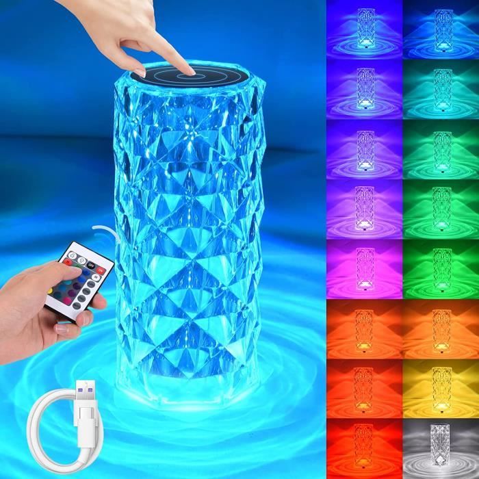 Lampe en cristal LED 16 couleurs, 800mAH RGB Lampe de table en cristal ... Lampe en cristal LED 16 couleurs, 800mAH RGB Lampe de table en cristal ...