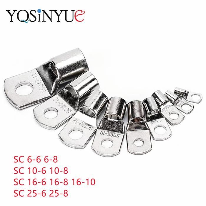 COSSE ELECTRIQUE,SC6-8-5PCS--Cosses de nez en cuivre étamé 50-25-10-5 pièces SC6 8 SC10 6 SC16 8 ...