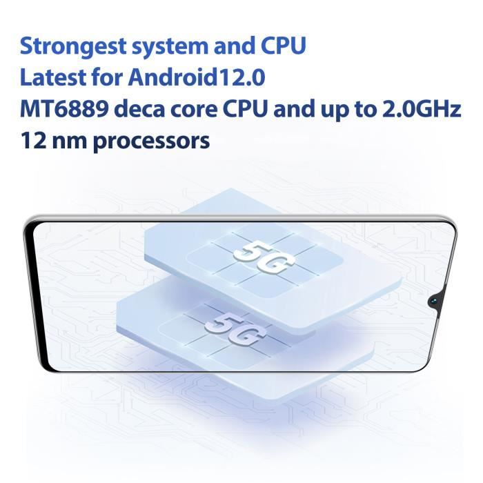 EIF Smartphone cran Goutte D'Eau De 6 Smartphone S22 Ultra 5G 6,3 Pouces 4 Go 64 Go Mtk6889 ...