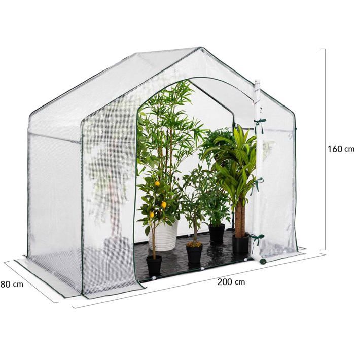 IDMarket - Serre d'hivernage Maison 200 x 80 x 160 cm Balcon et ...