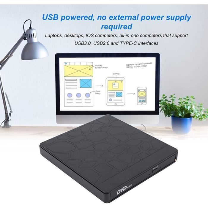Lecteur CD DVD Externe pour Ordinateur Lecteur CD DVD RW ROM USB TYPE C ...
