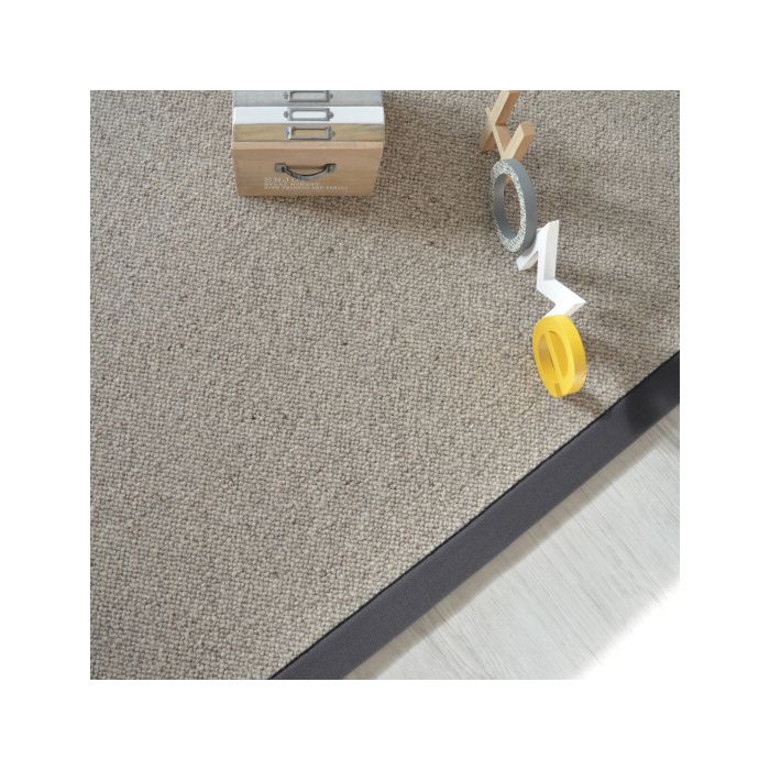 Tapis pure laine - Latoon gris - Ganse coton anthracite - 80 x 150 cm ...