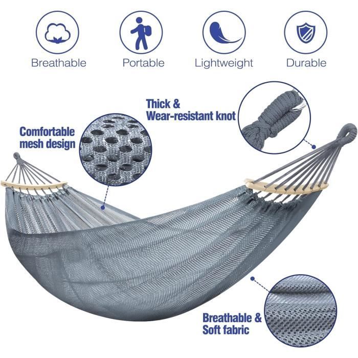 Grand Hamac En Filet Avec Barres D'Écartement, 320 X 150 Cm, Filet ...