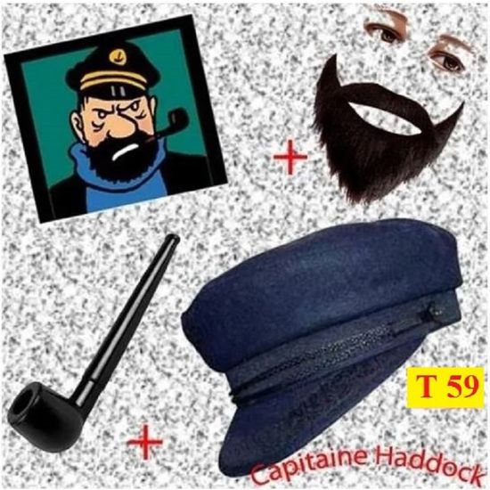 Set capitaine haddock (Casquette de laine T57 +Pipe+Barbe) - Cdiscount ...
