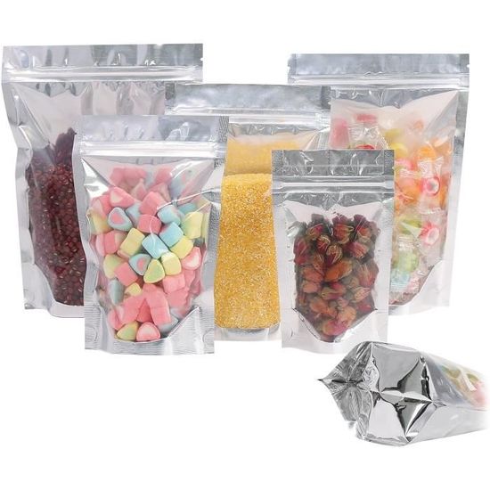 Lot De 50 Pochettes Refermables Sachet Aluminium,15X22Cm Sachet ...