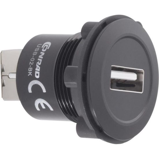 Embase adaptatrice USB 2.0 Conrad USB-02-BK 92007P16 embase femelle 1 ...
