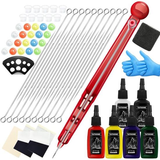 Hand Poke and Stick Kit Tatouage à la Main et au Bâton en Alliage Poke Pen 20pcs Aiguilles 6 ...