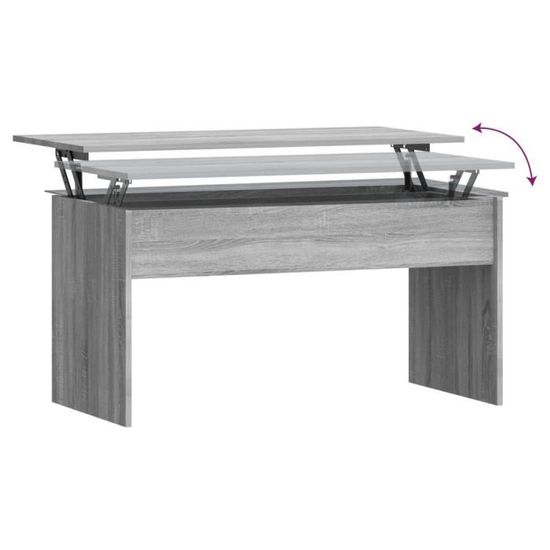 Table basse - VIDAXL - Sonoma gris - Plateau relevable - Espace de rangement - Design ...