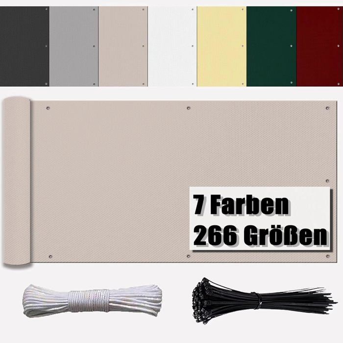 Toile Balcon Brise Vue 1m20 avec Oeillets Attaches de câble et Cordons ...