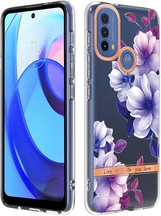 Coque pour Motorola Moto E20 E30 E40 avec belle fleur en silicone TPU ...