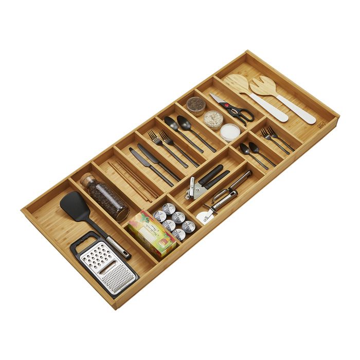 ORGA-BOX BAMBOU Range-couverts avec 15 compartiments pour tiroirs de ...