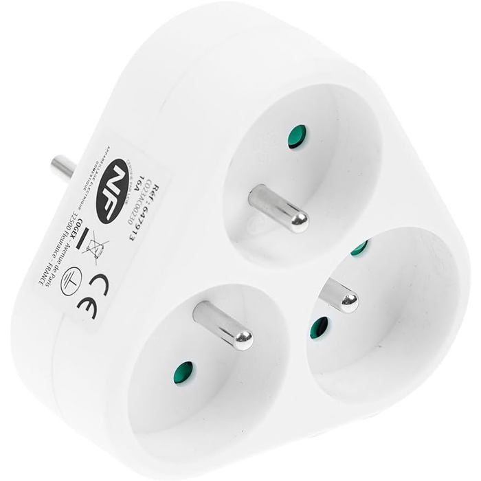 Multiprise Électrique, Prise Multiple - Fiche Triplite Triangulaire - 3 ...