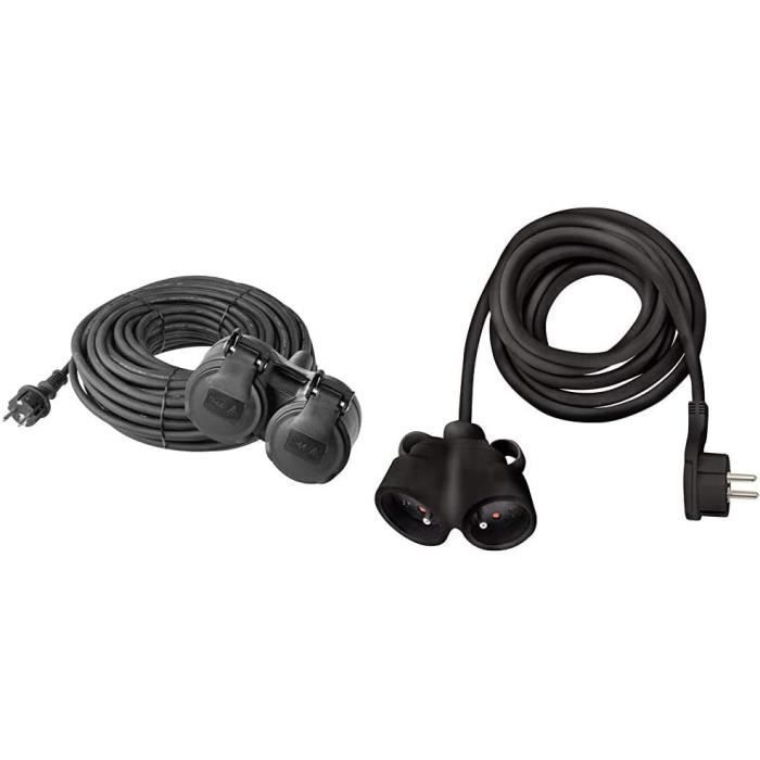 EMOS Rallonge avec 2 Prises Schuko 15 m Double rallonge 2 Prises ...