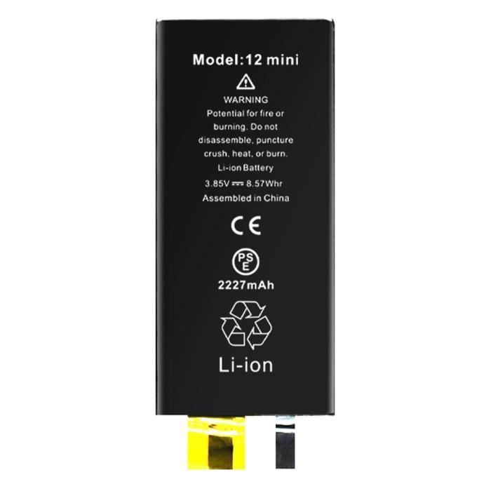 Batterie - AVIZAR - iPhone 12 Mini - 2227mAh - Lithium Ion - Noir ...