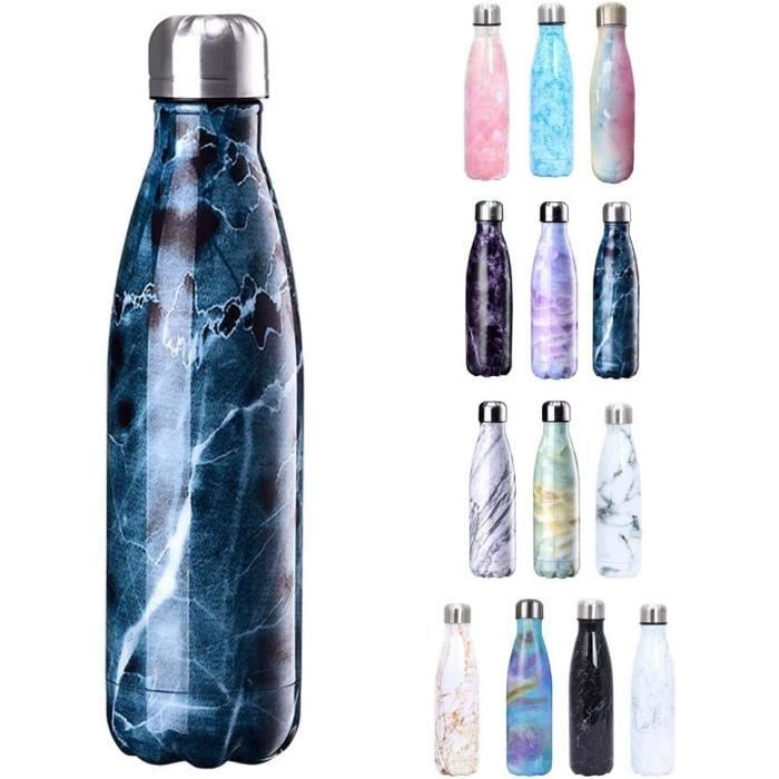 500Ml Bouteille D'Eau En Acier Inoxydable Gourdes Isothermes Réutilisable Marbre Bleu Marine ...