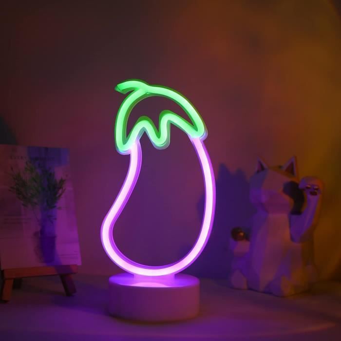 Aubergine Néon,Enseigne Au Néon Del,Lampe Néon Vert Violet Usb-Batterie ...